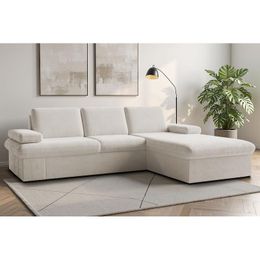 Sit & More sit&more Ecksofa &raquo;Moreno L-Form, B: 247 cm&laquo; mit Armteilverstellung, optional Bettfunktion beige 100% Polyester