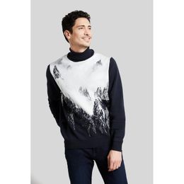 Bugatti Rollkragenpullover mit winterlichem Bergmotiv marine S S Aus 100 % Baumwolle hergestellt