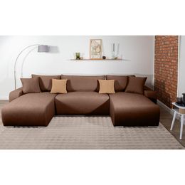 Collection AB Wohnlandschaft »Paola U-Form, Breite 314 cm« Wohnlandschaft, 2 Ottomane, Bonnelfederkern, Rückenkissen braun
