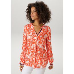 Aniston Casual Damen Aniston CASUAL Schlupfbluse mit fantasievollem, grafischen Blumendruck - NEUE KOLLEKTION 50