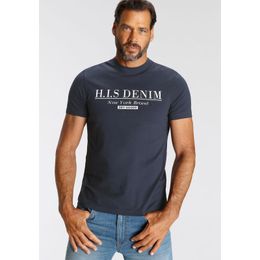 H.I.S. H.I.S Damen T-Shirt schmale Passform, bedrucktes Design, Rundhalsausschnitt blau S (44/46)