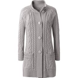 CR&Eacute;ATION L Damen Longstrickjacke mit Einstrickmuster steingrau-meliert Gr&ouml;&szlig;e 40