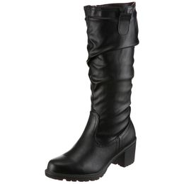 Aniston Shoes Damen Aniston SHOES Stiefel mit slouchy Schaft mit Raffungen - NEUE KOLLEKTION schwarz 40, Normalschaft