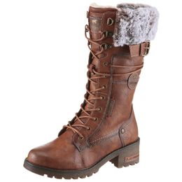 Mustang Shoes Winterstiefel »Haukea« Snowboots, Winterstiefel mit TEX-Membrane braun 36 36 Modischer Stiefel mit Schnürung und Reißverschluss