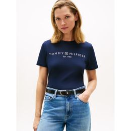 Tommy Hilfiger Kurzarmshirt »REG CORP LOGO C-NK mit Logoschriftzug und Stickerei« Baumwolle Dark Night Navy S (36) S (36) Basic T-Shirt von TOMMY...