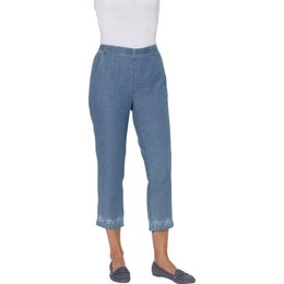 CRÉATION L Damen 7/8-Jeans mit Blütenstickerei blue-bleached Größe 40