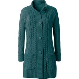 CR&Eacute;ATION L Damen Longstrickjacke mit Einstrickmuster petrol Gr&ouml;&szlig;e 42