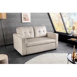Riess Ambiente Ausziehbares Schlafsofa SMART champagner beige Samt 2-Sitzer Couch mit Nosagfederung Riess-Ambiente Wohnzimmer Landhaus Modern Natur Skandinavisch