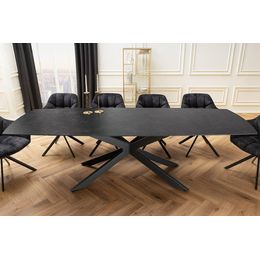 Riess Ambiente Ausziehbarer Esstisch COSMOS 160-240cm grau Keramik schwarzes Metallgestell Riess-Ambiente Konferenztisch Esszimmertisch Küchentisch rechteckig 2...