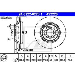 ATE Bremsensatz-Hinterachse Standard Disc / Ceramic Bremsensatz, Scheibenbremse hinten rechts links belüftet 300mm für VAG 8E0698451C 4F0698451C 8E061