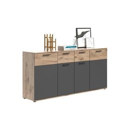xonox.home Kommode (B/H/T: 180x87x40 cm) in Nox Oak Nachbildung und Basalt grau | Gr.: onesize