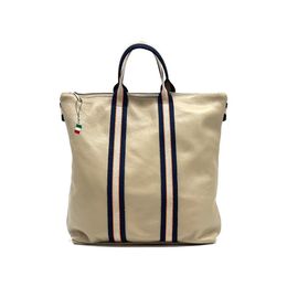 Florence Cityrucksack Leder, Canvas taupe, blau, beige ca. 43cm | Gr.: onesize
