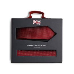 Finshley & Harding Finshley & Harding London Krawatte und Einstecktuch in rot - 0003 | Gr.: onesize