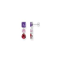 Thomas Sabo Ohrring Mit Steinen In Rot, Rosa Und Violett in silber, bunt | Gr.: onesize