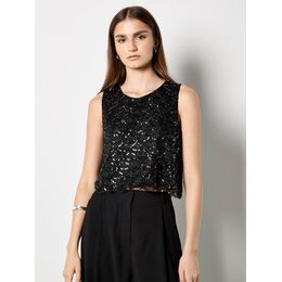 Apricot Scallop Sequin Crop Top ' ' Damen Gr&ouml;&szlig;e XS schwarz