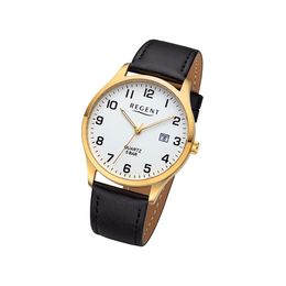 Regent Uhren Analog-Armbanduhr Regent Lederarmband schwarz mittel (ca. 39mm) | Gr.: onesize