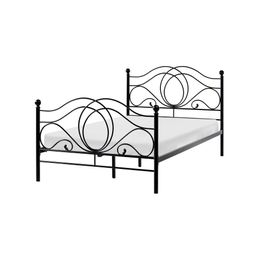 Beliani Doppelbett LYRA in Schwarz - (W) 127 x (H) 103 x (L) 211 cm | Gr.: onesize