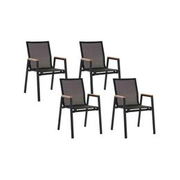 Beliani 4er-Set Gartenstuhl TIANO in Schwarz/Braun | Gr.: onesize