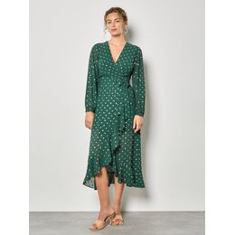 Apricot Gold Foil Polka Dot Chiffon Maxi Dress ' ' Damen Gr&ouml;&szlig;e 44 gr&uuml;n Winterkleid