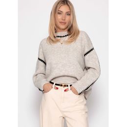 SASSYCLASSY Pullover mit Ziernähten in Beige | Gr.: S