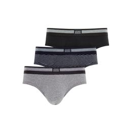 Jockey Slips Cotton Stretch 3 Stück in Grau/Schwarz | Gr.: XXL