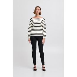 Ichi Strickpullover IHBOSTON Loose fit in Birch w. Black stripe | Gr.: S