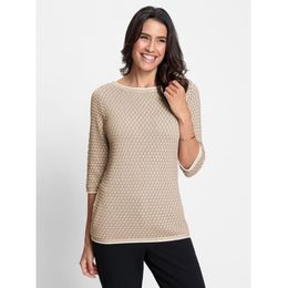 WITT WEIDEN 3/4 Arm-Pullover in beige-ecru-gemustert | Gr.: 36
