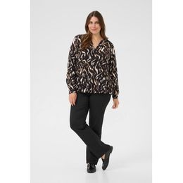 Kaffe curve Langarm-Bluse KCdiana Regular fit in Black/Brown Graphic Animal | Gr.: 52