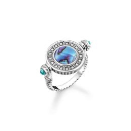 Thomas Sabo Ring Schlange Abalone-Perlmutt T&uuml;rkis in silber, bunt | Gr.: 56