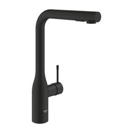 Grohe Essence 1-Loch-Einhand-Sp&uuml;ltischbatterie ausziehbarer Dual Sp&uuml;lbrause Phantom Black, Professional Edition 30504KF0