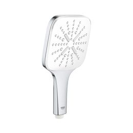 Grohe Rainshower SmartActive Handbrause 130 Cube, Moon White/Chrom, 3 Strahlarten, 3bar 8,5l/min, Brauseboden Moon White 26582LS0
