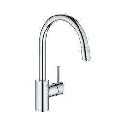 Grohe Concetto 1-Loch-Einhand-Sp&uuml;ltischbatterie Niederdruck Chrom, hoher Ausladung, ausziehbare L-Brause 31212003