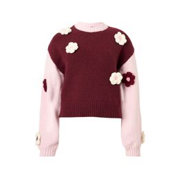 Pieces Pullover 'PCJENNER' Damen Gr&ouml;&szlig;e XS rosa / weinrot / wei&szlig;
