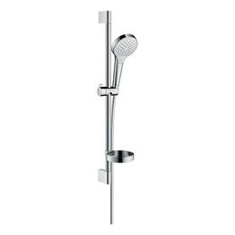 Hansgrohe Croma Select S Brauseset 110mm Vario mit Brausestange 650mm 14,7l/min Seifenschale, Wei&szlig;/Chrom 26566400