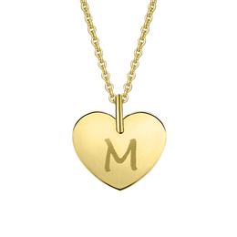 Kettenanh&auml;nger ONE ELEMENT "Herz Herz", gold, Schmuckanh&auml;nger, Damen, M, Gelbgold 333 Gold, Gelbgold 333, Gold, Kettenanh&auml;nger, mit Gravur M Buchstaben Anh&auml;nger &ndash; aus 333 Gelbgold