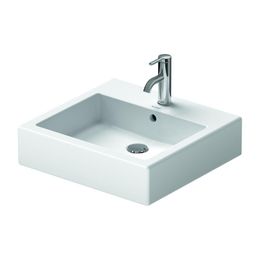 Duravit Vero Waschtisch 470x500x175mm wandh&auml;ng., Wei&szlig; Hochglanz, Rechteckig, 1 WP mittig, 1 HL mittig, mit &Uuml;L 0454500000