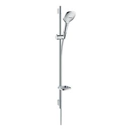Hansgrohe Raindance Select E Brauseset 120mm 3jet Wei&szlig;/Chrom mit Brausestange 900mm 14,4l/min Seifenschale 26621400