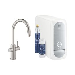 Grohe Starter Kit Grohe Blue Home, C-Auslauf, herausziehbarer Mousseurauslauf, Supersteel, Einlochmontage 31541DC0