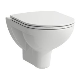 Laufen Tiefsp&uuml;l-WC wandh&auml;ngend mit Pro Pack WC-Sitz 560x360x350mm, sp&uuml;lrandlos mit offener Befestigung, Wei&szlig; H8669510000001
