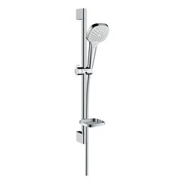 Hansgrohe Croma Select E Brauseset 110mm Vario 14,7l/min mit Brausestange 650mm, Seifenschale, Wei&szlig;/Chrom 26586400