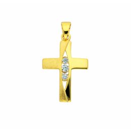 Adelia´s Kettenanhänger ADELIA´S "Damen Gold Schmuck 333 Gold Kreuz Anhänger mit Zirkonia", gold, Schmuckanhänger, Damen, mit Zirkonia, Gold, mit Zirkonia Goldschmuck für Damen & Herren