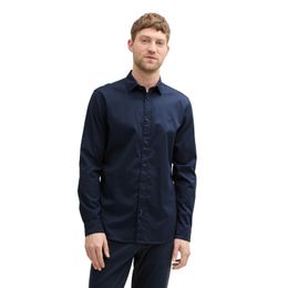 Langarmhemd Tom Tailor, Herren, Gr. XXL, N-Gr, blau (sky captain blau), Obermaterial: 97% Baumwolle, 3% Elasthan, unifarben, tailliert taillenbedeckt, Manschette, Hemden, mit Logo Stickerei