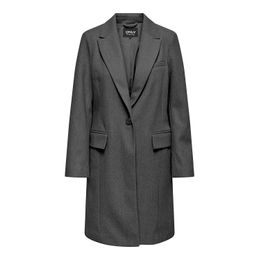 Langmantel Only "ONLNANCY LIFE COAT CC OTW", Damen, Gr. S (36), grau (dunkelgrau melange), Web, Obermaterial: 100% Polyester, meliert, unifarben, V-Ausschnitt, Mäntel