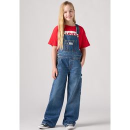 Jeanslatzhose LEVI'S KIDS "LVG BAGGY OVERALL", Mädchen, Gr. 14 (158), N-Gr, are we there yet, Denim/Jeans, Obermaterial: 97% Baumwolle, 2% Viskose, 1% Elasthan, bequem normal, Jeans, for GIRLS