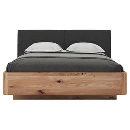Valnatura Bett Silene, Anthrazit, Eiche, Holz, Textil, Buche, Eiche, massiv, 200x210 cm, Schlafzimmer, Betten, Doppelbetten