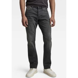 G-Star Raw Straight-Jeans G-STAR "Mosa Straight", Herren, Gr. 34, L&auml;nge 32, schwarz (worn schwarz), Denim/Jeans, Obermaterial: 99% Baumwolle, 1% Elasthan, straight fit normal, Jeans Straight-Jeans, mit hellen N&auml;hten