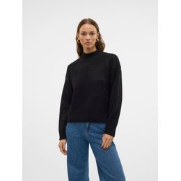 V&eacute;ro Moda Strickpullover VERO MODA "VMMOON LS HIGHNECK PULLOVER GA BF", Damen, Gr. M, schwarz, Strick, Obermaterial: 100% Polyester, unifarben, Pullover Strickpullover