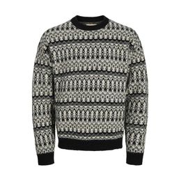 Jack & Jones Premium Pullover 'JPRBLUMAX FAIRISLE' Herren Gr&ouml;&szlig;e XS grau / schwarz