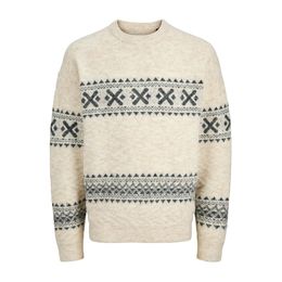 Jack & Jones Premium Pullover 'JPRBLUMAX' Herren Gr&ouml;&szlig;e L taupe / dunkelgrau