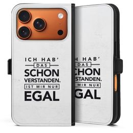 DeinDesign iPhone 17 Pro Handy Klapph&uuml;lle Handyh&uuml;lle aus Kunst Leder schwarz Flip Case Spruch Sayings Statement Sideflip mit Lasche